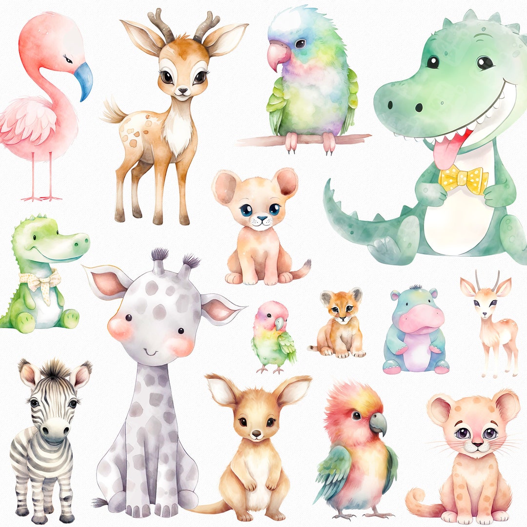 Baby Safari Animals Clipart Collection - Ideal for Jungle Birthdays ...
