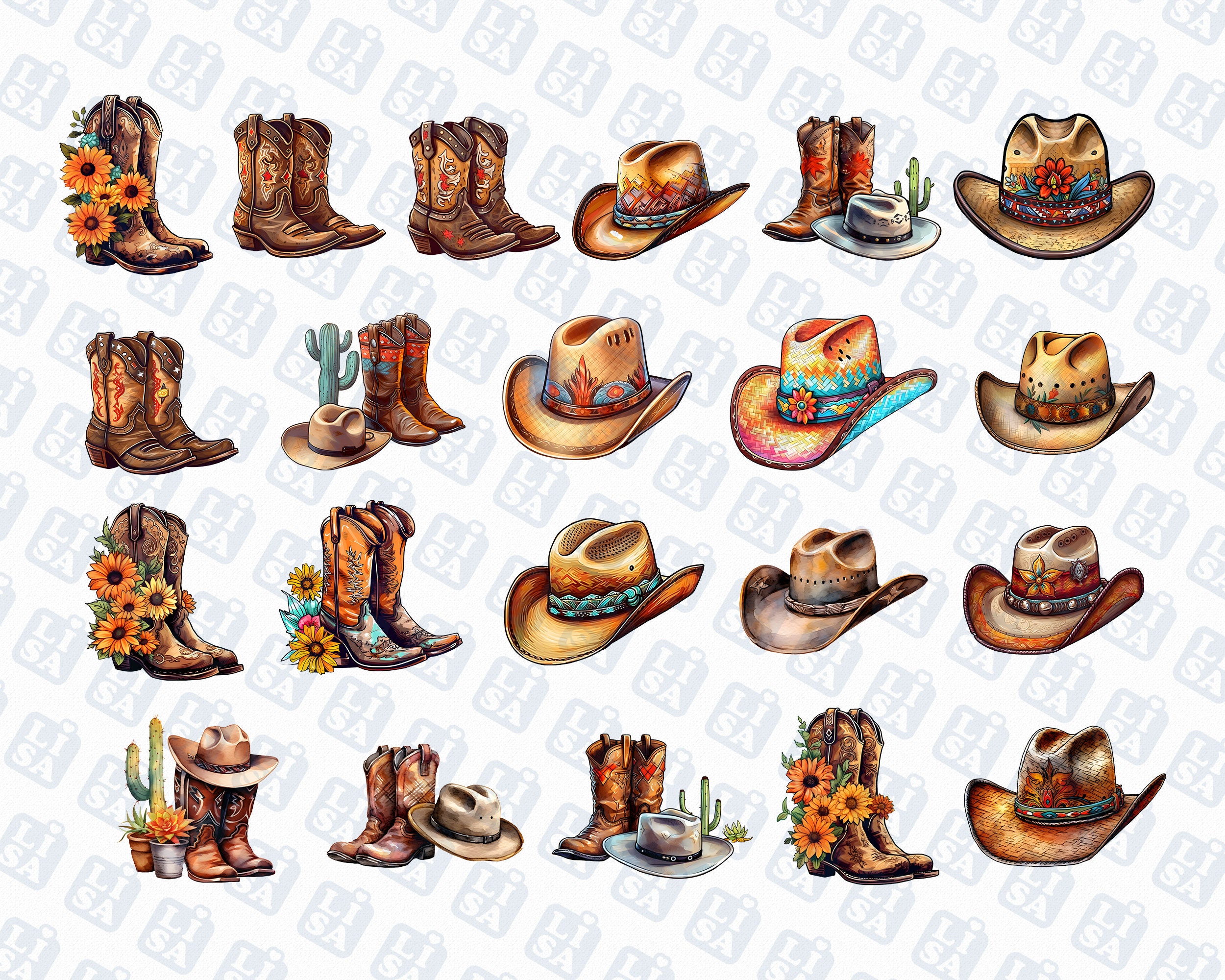 22 Cowboy Boot and Cowboy Hat Png Cute Western Clipart - Etsy