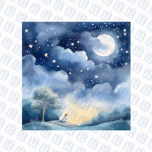 13 Watercolor Magical Night Sky Paper Digital - Nursery Starry Night ...
