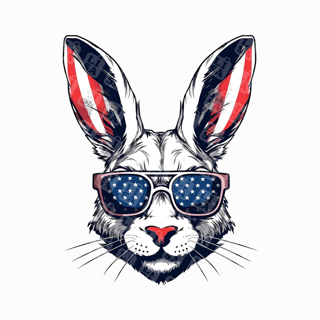Cool American Bunny Png - Retro Bunny USA - Digital Download ...
