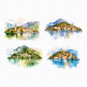 Watercolor Lake Como Png - Northern Italy Trip, Lake Clipart, Lake ...