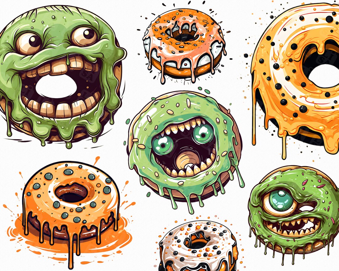 7 Halloween Donut Clipart - Spooky Sweets Donut Digital Download Bundle ...