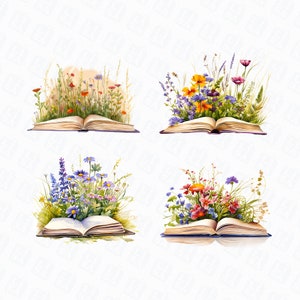 Watercolor Floral Book Png - Book With Flowers Designs With Transparent ...