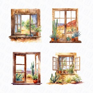 Watercolor Western Window Png - Western Clipart - Desert Window ...