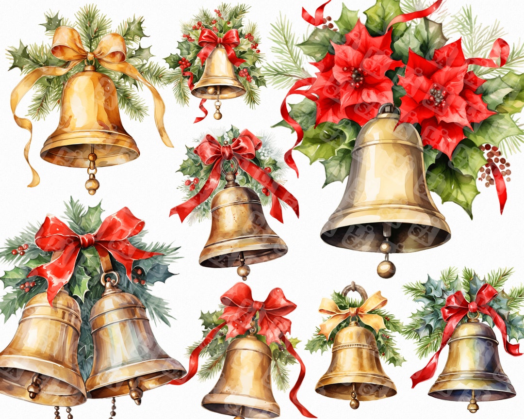 17 Watercolor Christmas Bells Png Clipart. Christmas Decoration Clipart ...