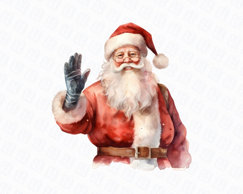 50 Watercolor Santa Clipart Png Christmas Png Images With - Etsy