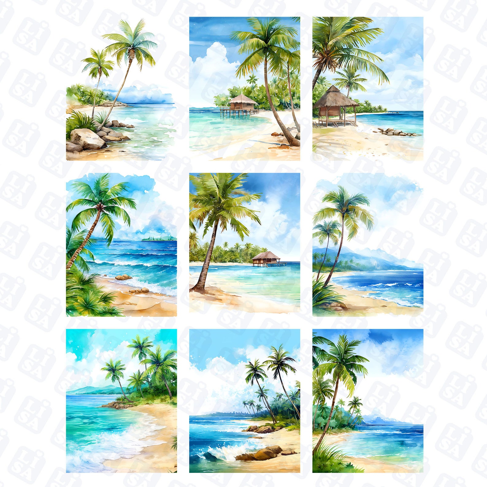Tropical Islands Background Digital Paper Summer Vibes, Beach ...