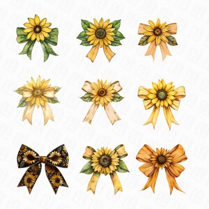 43 Sunflower Bow Png, Sunflower Clipart, Fall Sunflower Sublimation ...