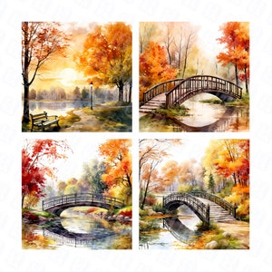 Autumn Park Digital Paper Digital Paper - Digital Background, Park ...