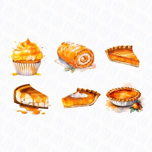 Watercolor Autumn Dessert Png - Autumn Leaves, Autumn Clipart, Desserts ...
