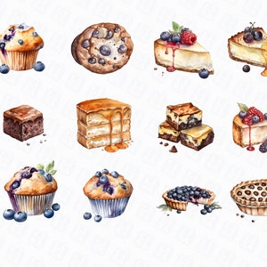 73 Watercolor Desserts Png - Sweet Clipart, Donut, Cookie, Cupcake ...