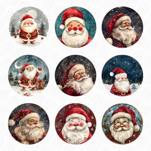 29 Santa Round Ornament Clipart, Round Christmas Clipart, Santa ...