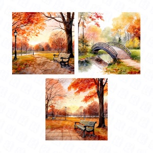 Autumn Park Digital Paper Digital Paper - Digital Background, Park ...