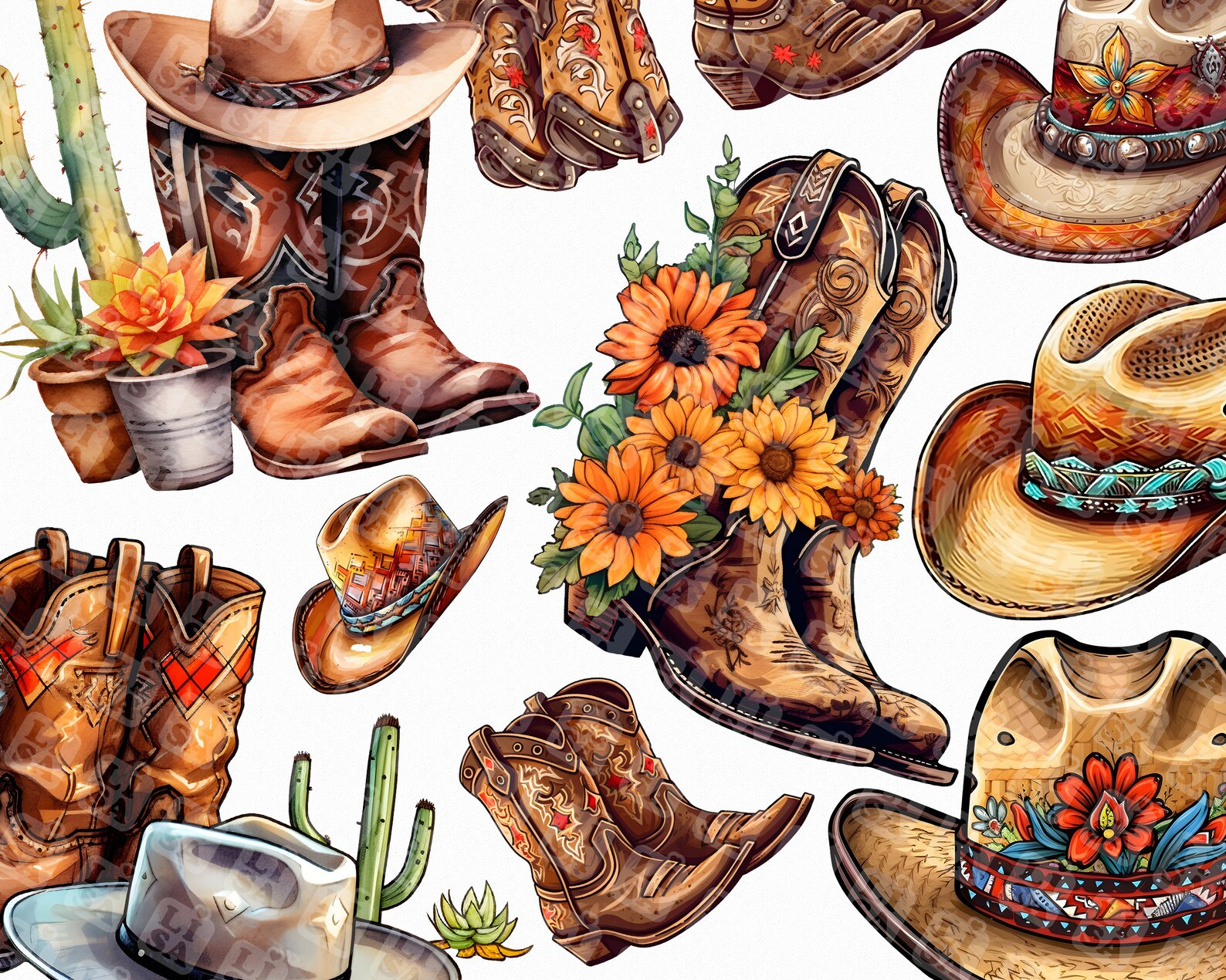 22 Cowboy Boot and Cowboy Hat Png Cute Western Clipart - Etsy