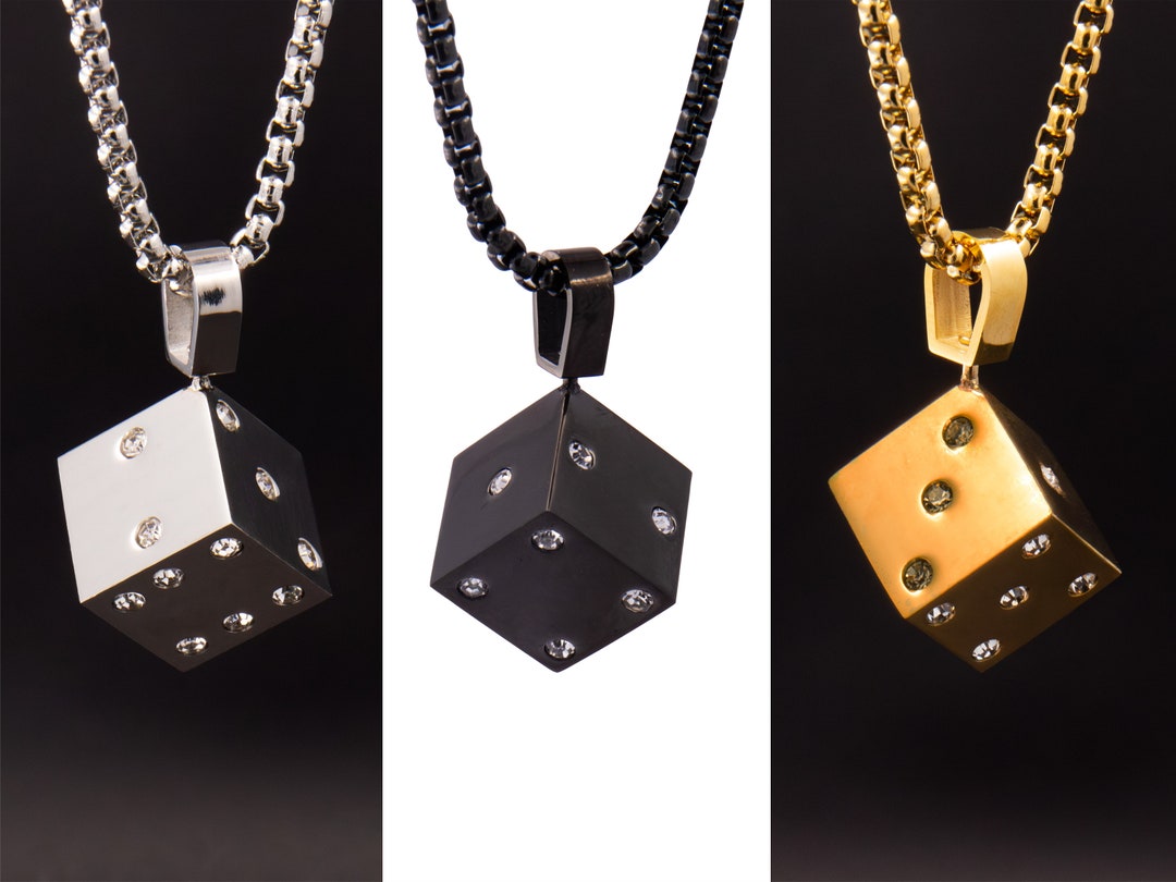 3D Dice With CZ Numbers Necklace Pendant With Chain - Etsy
