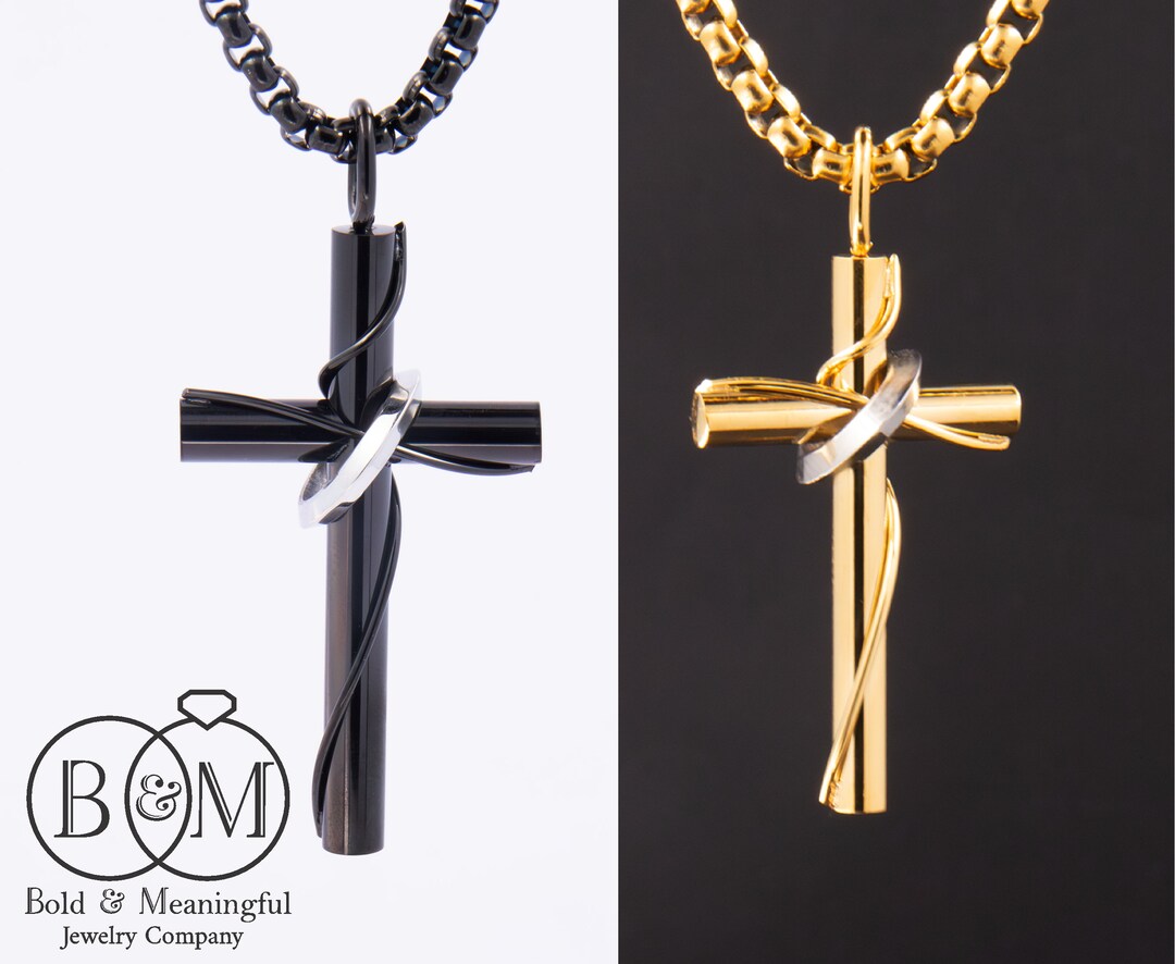His/hers Matching Cross Necklaces With Ring and Chain - Etsy