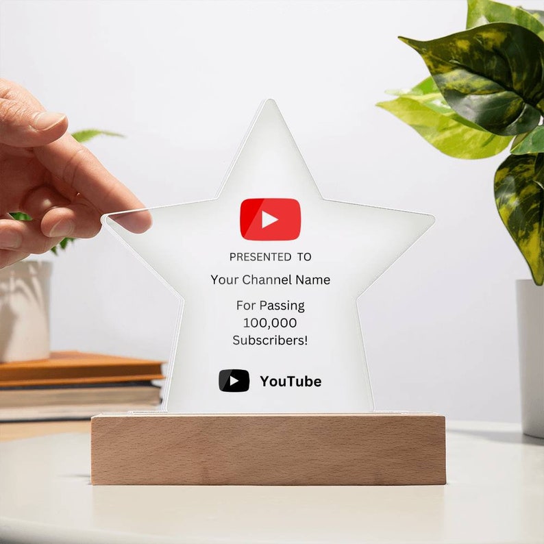 Printed Acrylic Youtube Star Plaque - Etsy