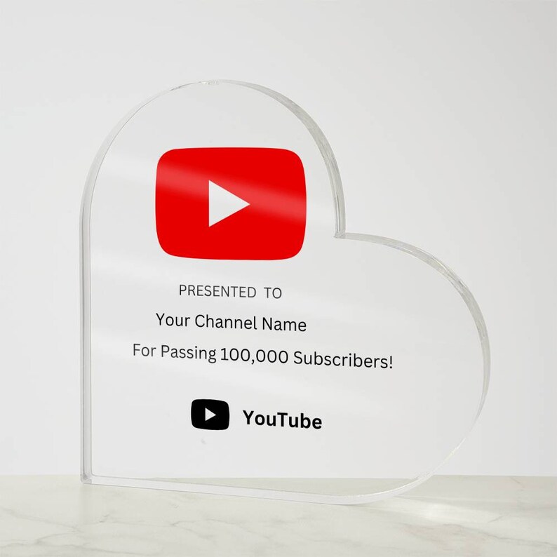 Printed Youtube Plaque Heart Shaped - Etsy