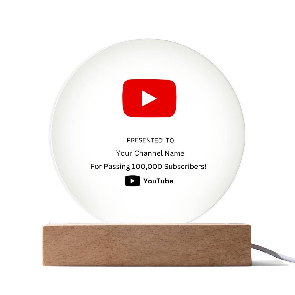 Printed Acrylic Youtube Circle Plaque - Etsy