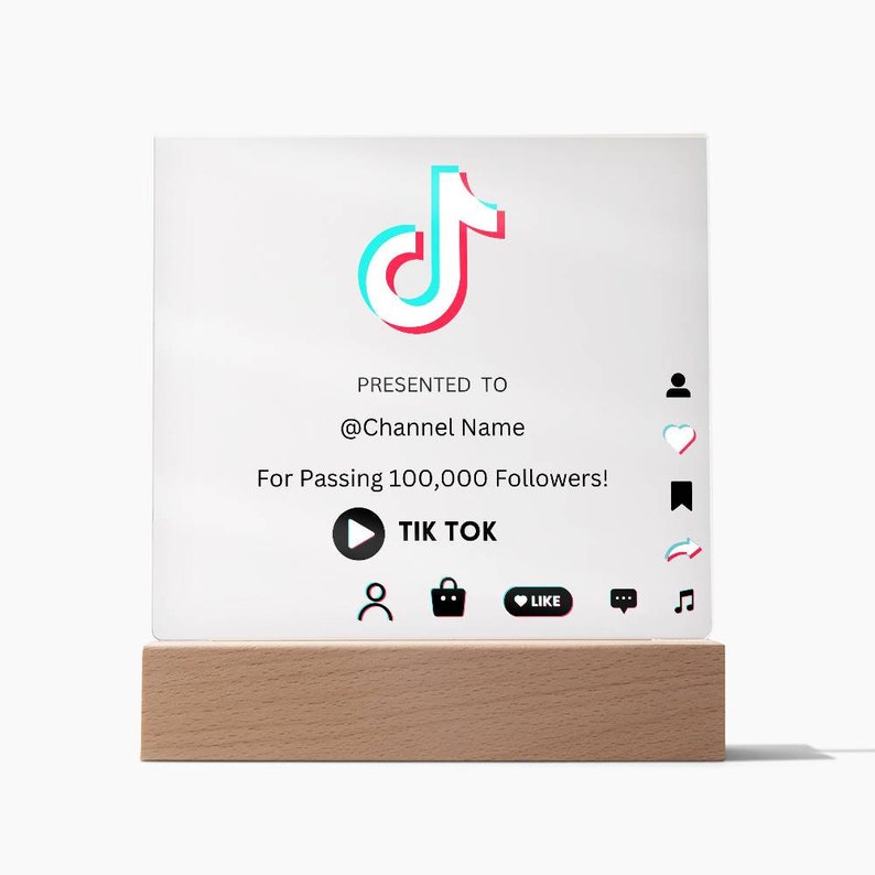 Personalized Youtube/tiktok Play Button Square Acrylic Milestone Plaque ...