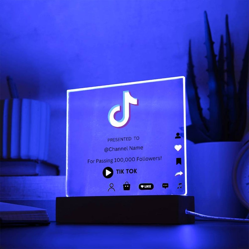 Personalized Youtube/tiktok Play Button Square Acrylic Milestone Plaque ...