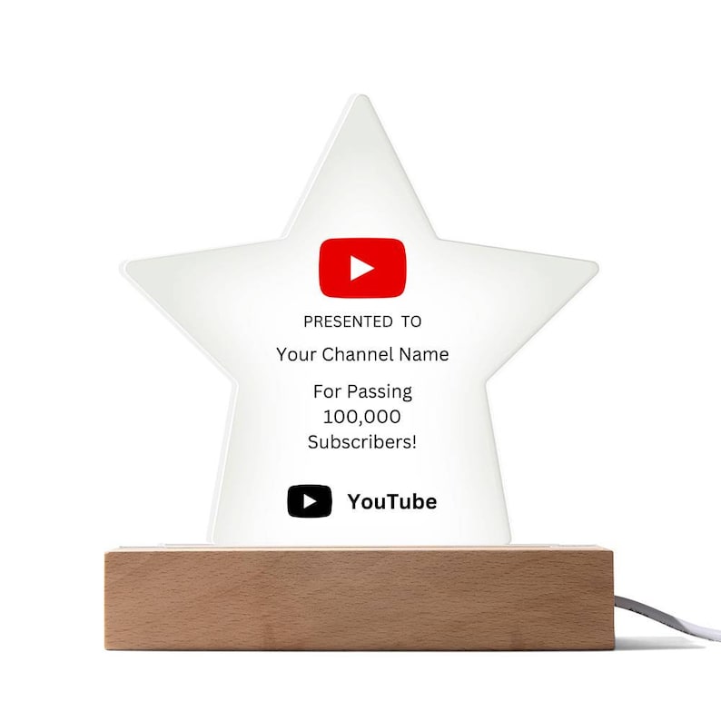 Printed Acrylic Youtube Star Plaque - Etsy