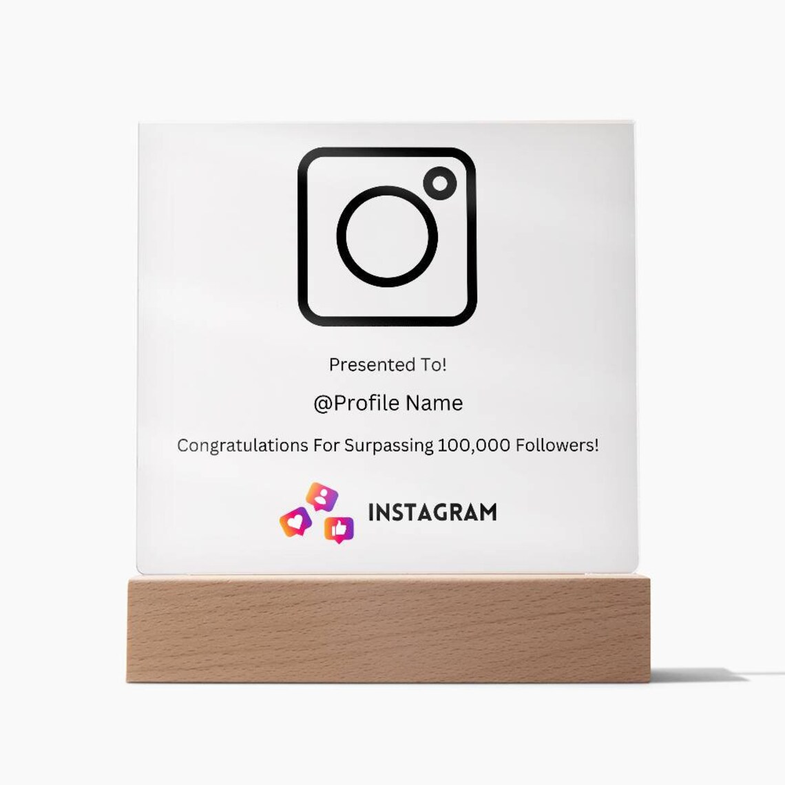 Personalized Instagram/youtube/tiktok Play Button Square Acrylic ...