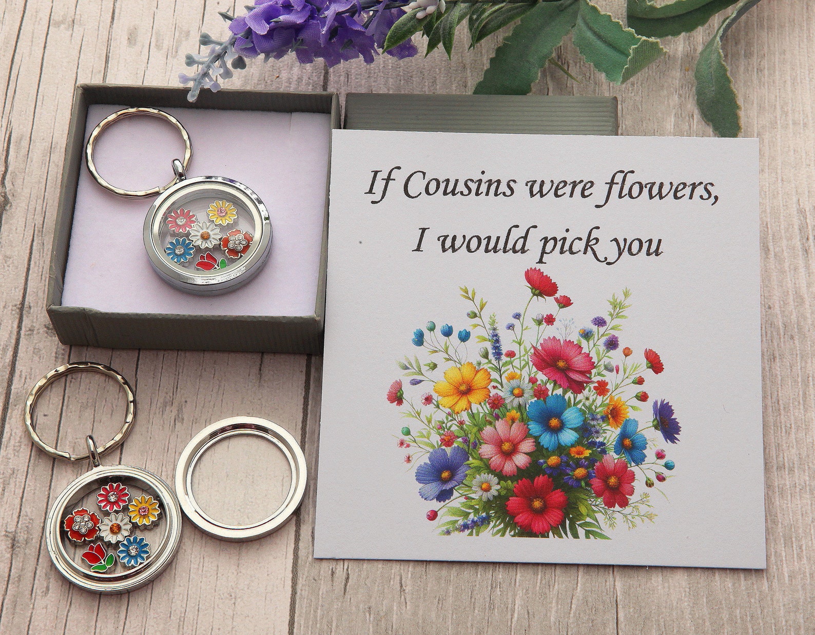 Cousin Gift, Cousin Keepsake Keying ,if Cousins Were Flowers ,happy ...