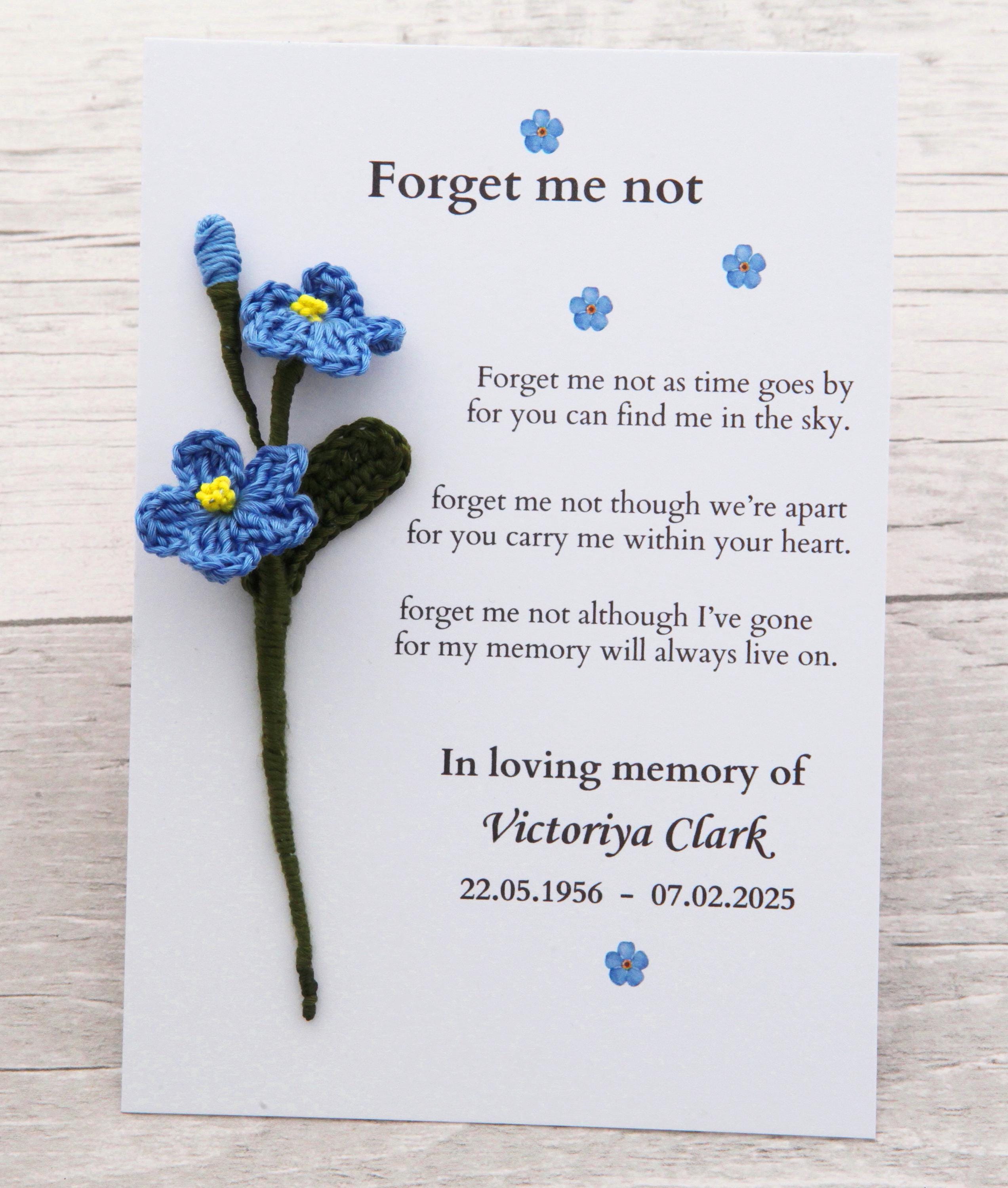 Personalised Forget Me Not Flowers & Card,handmaid Knitted Flowers ...