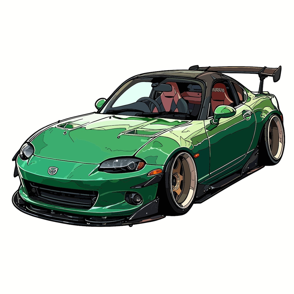 4pk Mazda Miata Clip Art, MX-5 Vector, Car Culture Graphics, Digital ...
