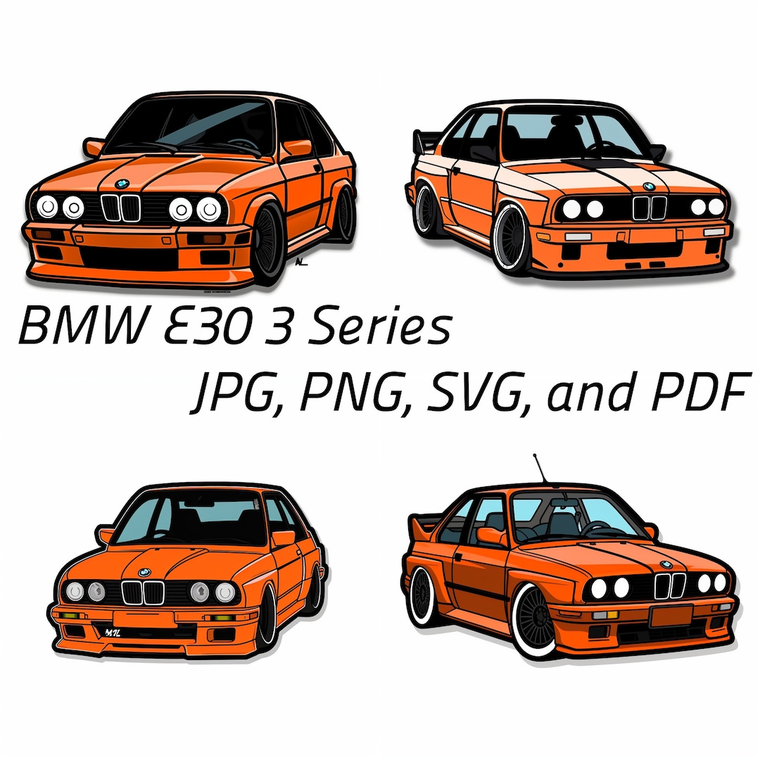 4pk BMW E30 Clip Art Bimmer Vector Car Culture Graphics - Etsy Ireland