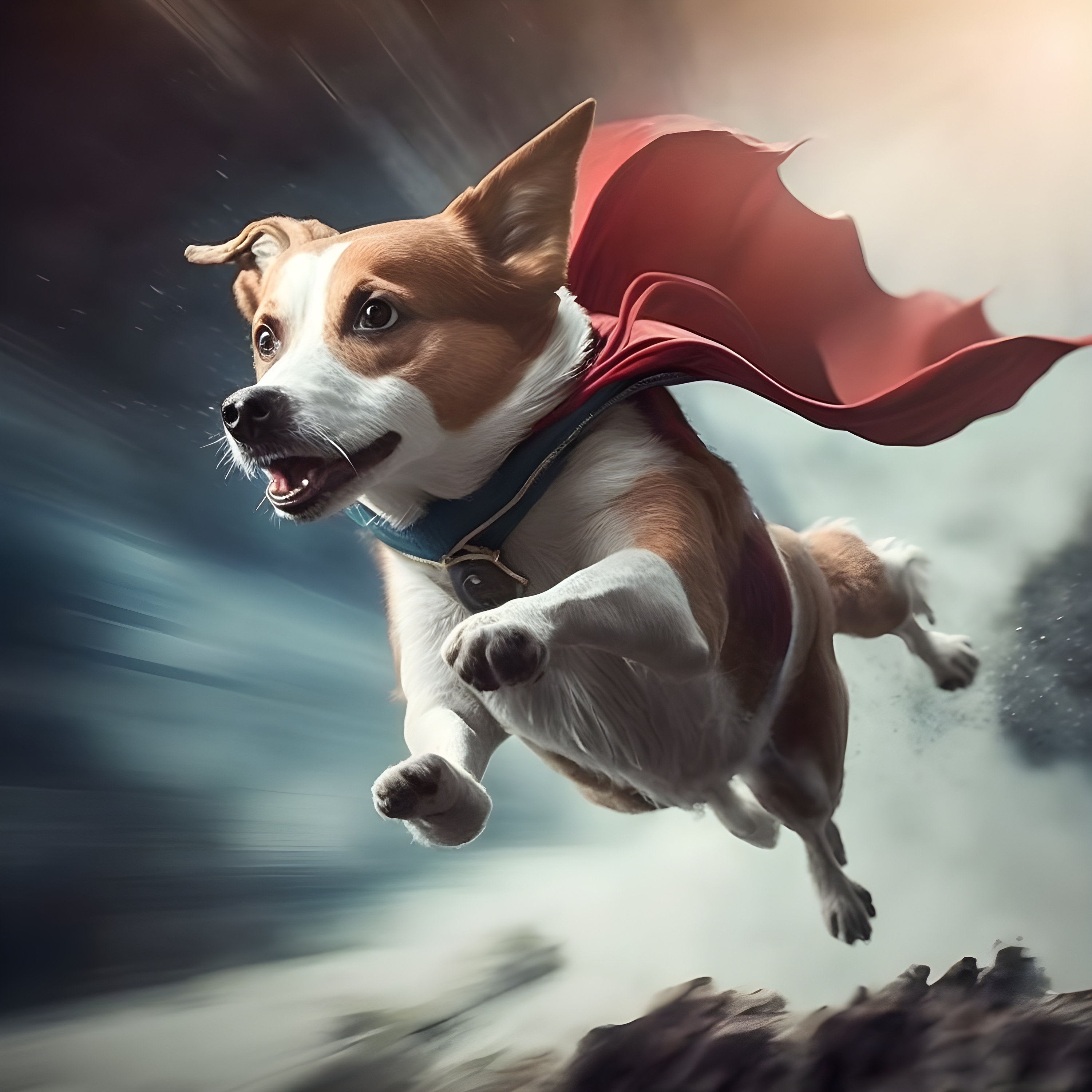 Superhero Dog Flying With Cape - Printable Pet Art for Home Decor and ...