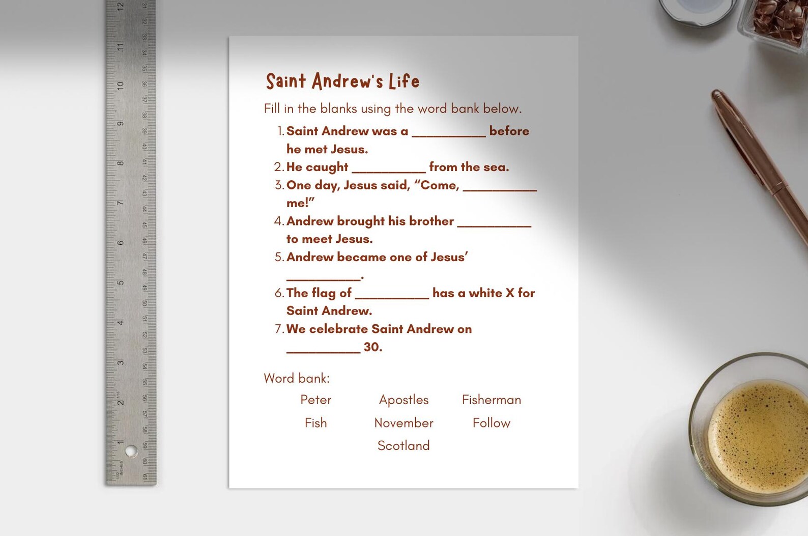 St. Andrew the Apostle Worksheet Packet | Catholic Printable Activities ...