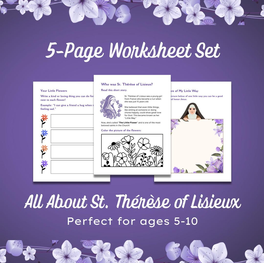 St. Therese of Lisieux Catholic Worksheet Packet for Kids | Printable ...