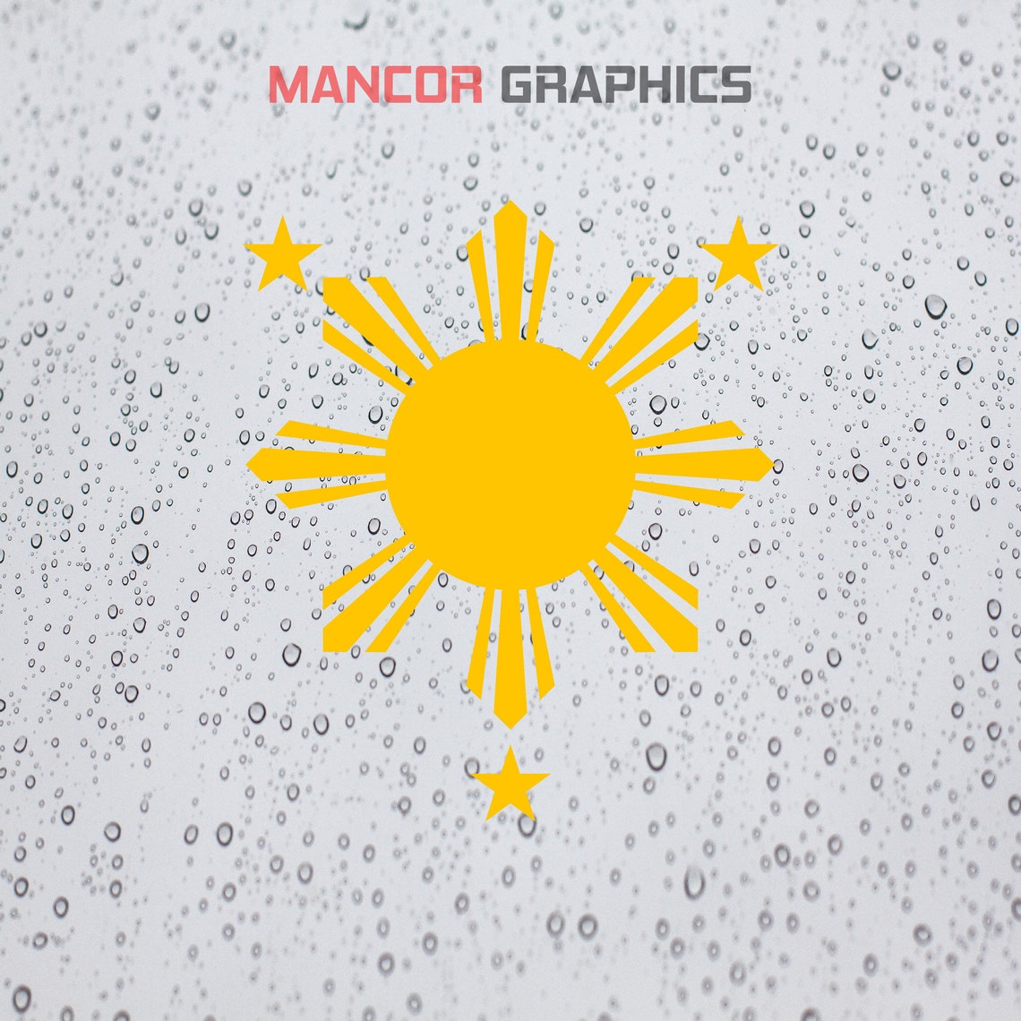 Philippine Sun and Three Stars of the Filipino Flag Decal Vinyl Sticker ...