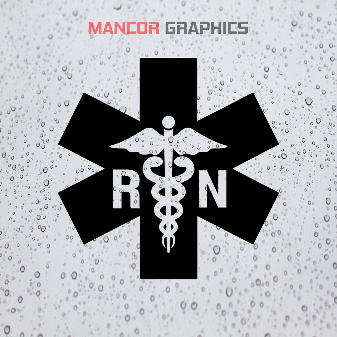 Star of Life RN Caduceus Symbol Decal Vinyl Sticker, Medical RN Decal ...