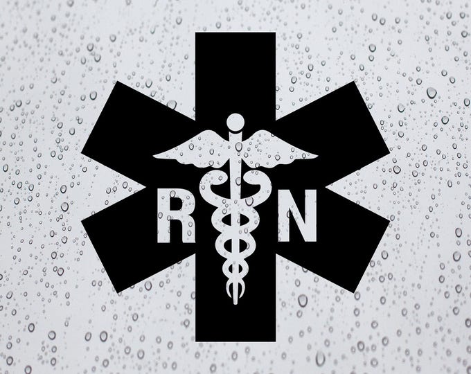 Star of Life RN Caduceus Symbol Decal Vinyl Sticker, Medical RN Decal ...