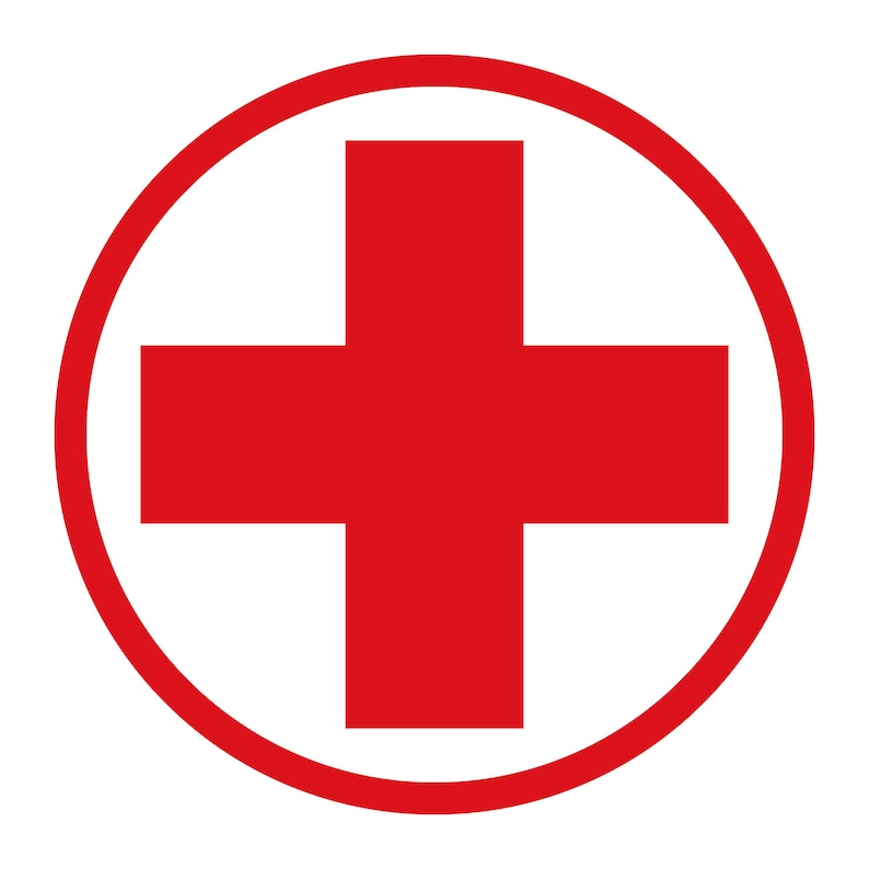 Red Cross in Circle Decal Sticker - Etsy