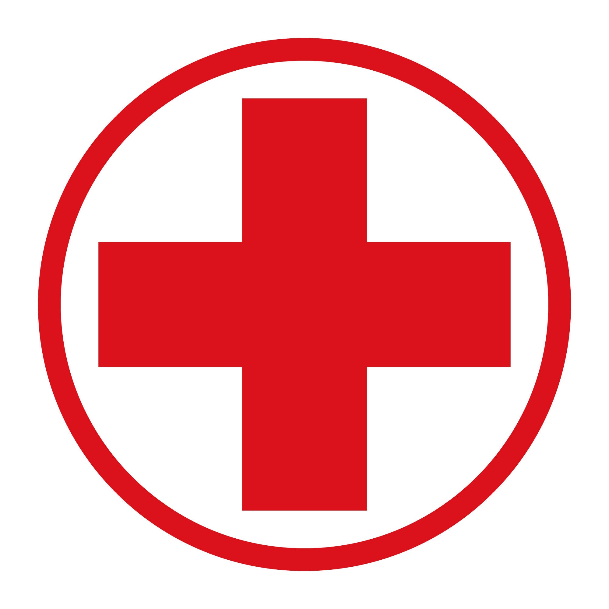 Red Cross in Circle Decal Sticker - Etsy