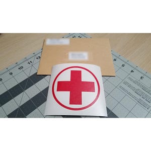 Red Cross in Circle Decal Sticker - Etsy