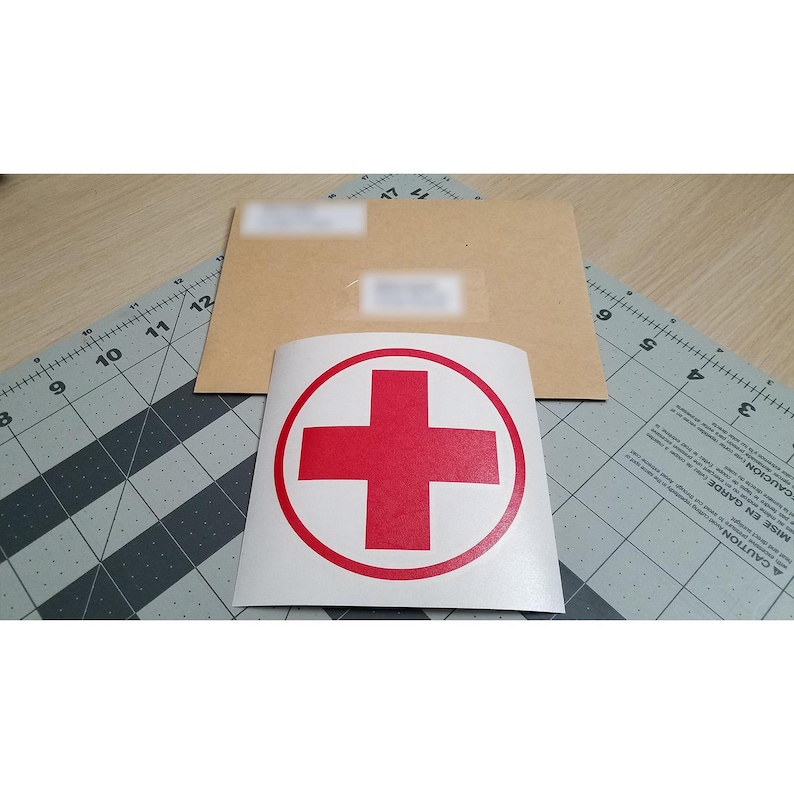 Red Cross in Circle Decal Sticker - Etsy