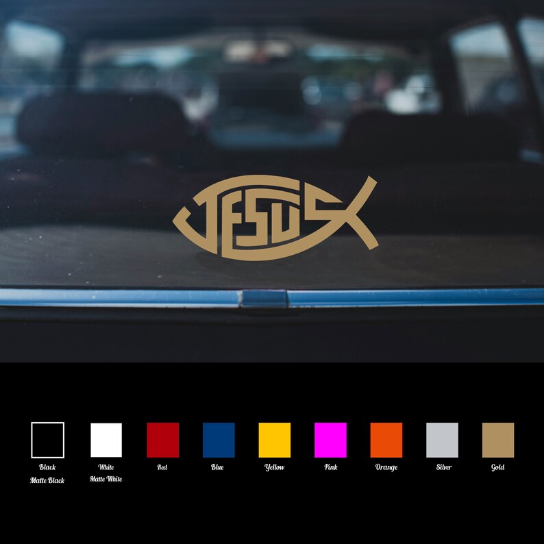 Jesus Christian Fish Symbol Decals and Stickers Car, Truck, Rear ...