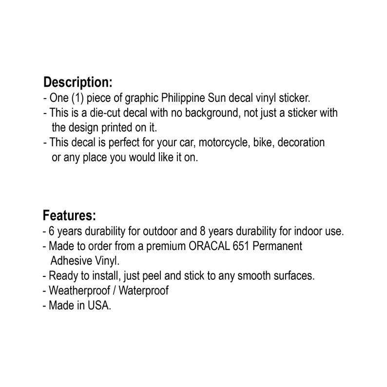 Philippine Sun of the Filipino Flag Decal Vinyl Sticker - Etsy
