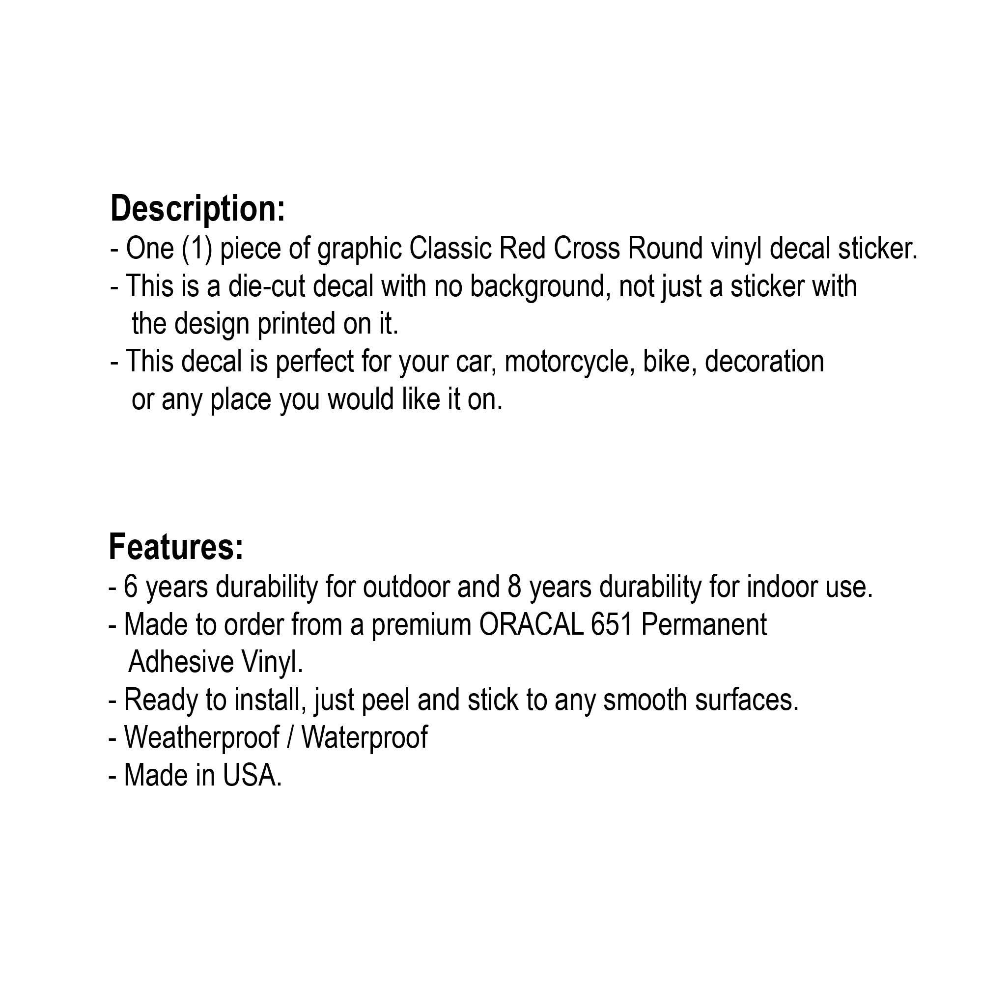 Classic Red Cross Round Decal Sticker - Etsy