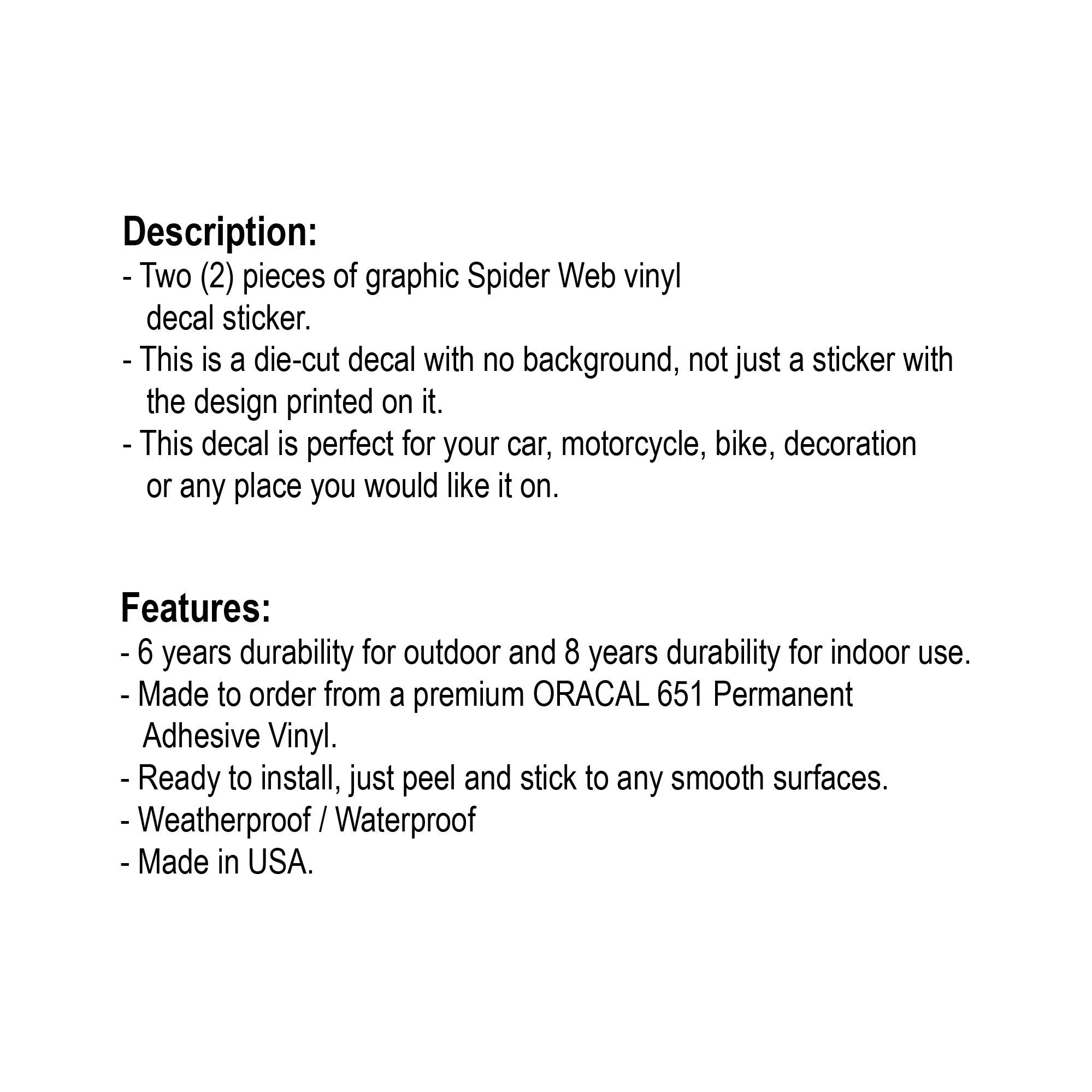 Spider Web Decal Stickers for Wall Car Window Motorcycles, Corner ...