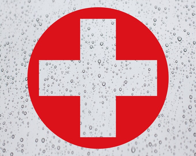 Classic Red Cross Round Decal Sticker - Etsy