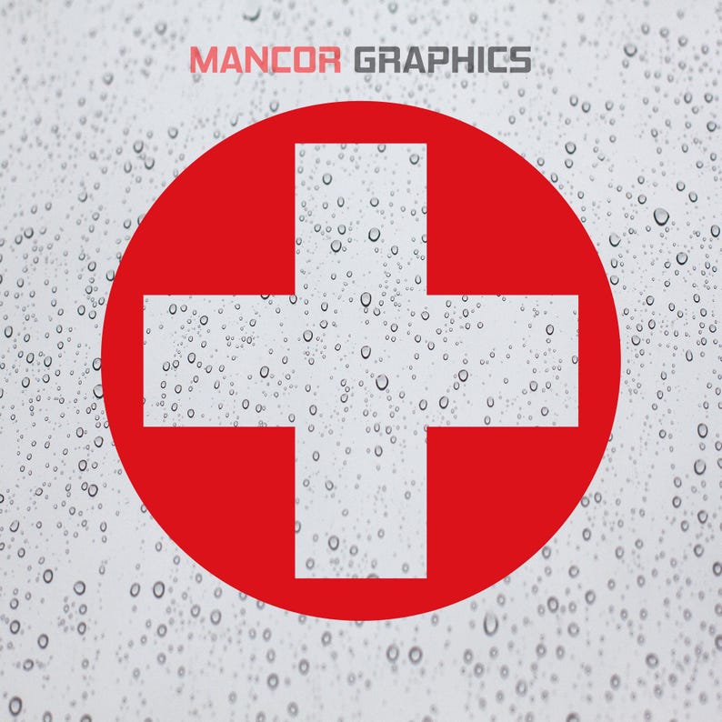 Classic Red Cross Round Decal Sticker - Etsy
