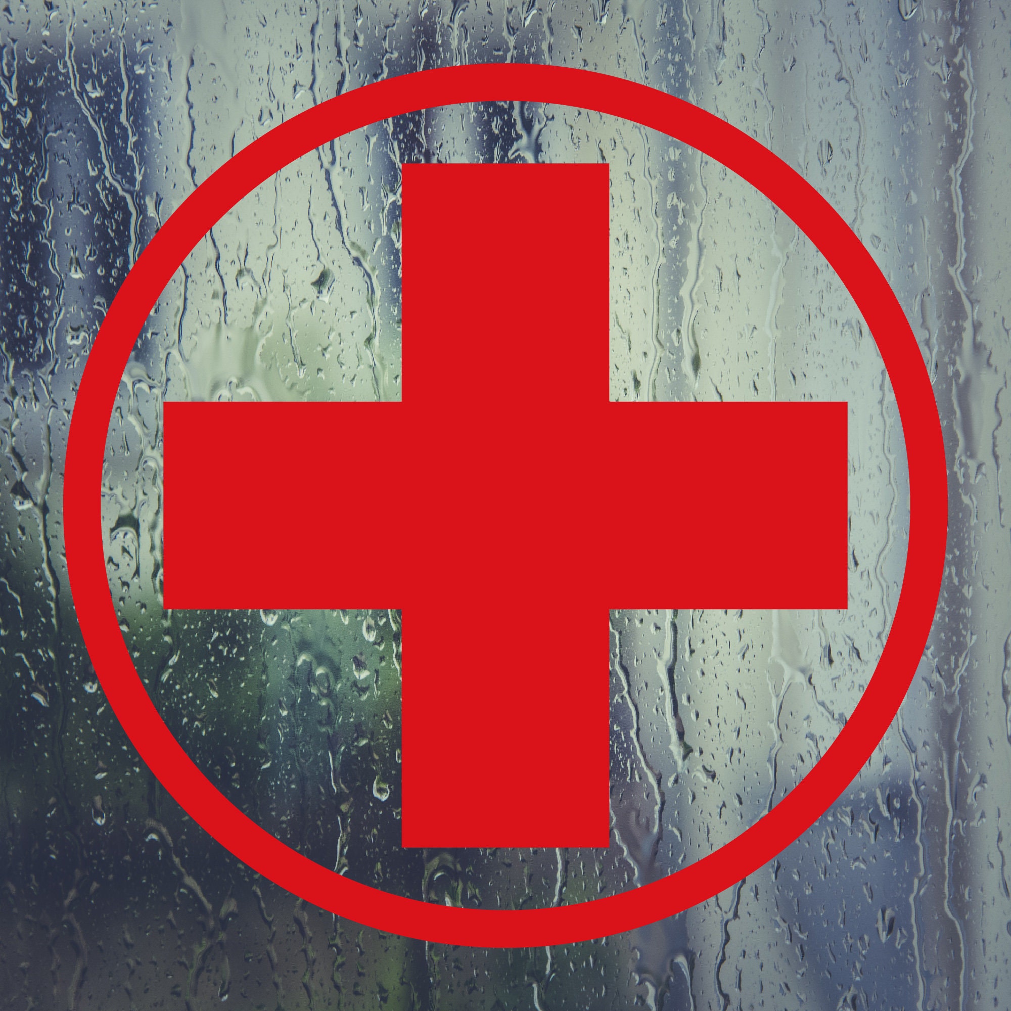 Red Cross in Circle Decal Sticker - Etsy