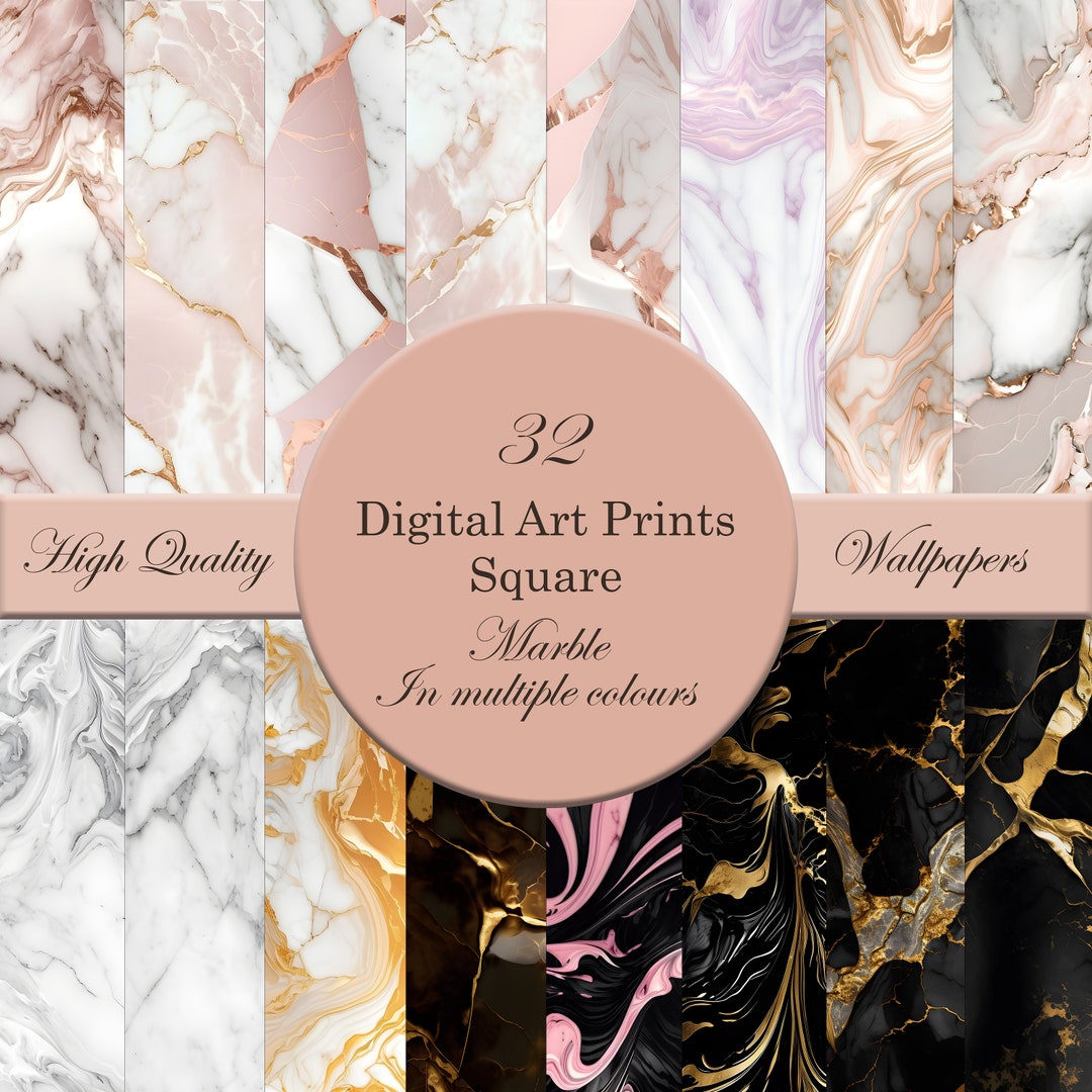32 Square Marble Prints, Digital Download, High Quality Prints, Soft ...