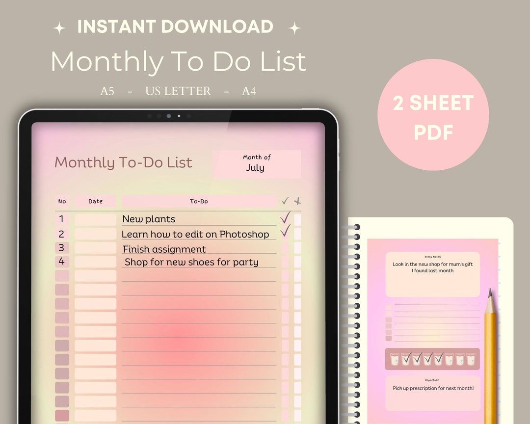 Y2K Simple to Do List Elegant and Easy to Use A4, A5, US Letter PDF ...